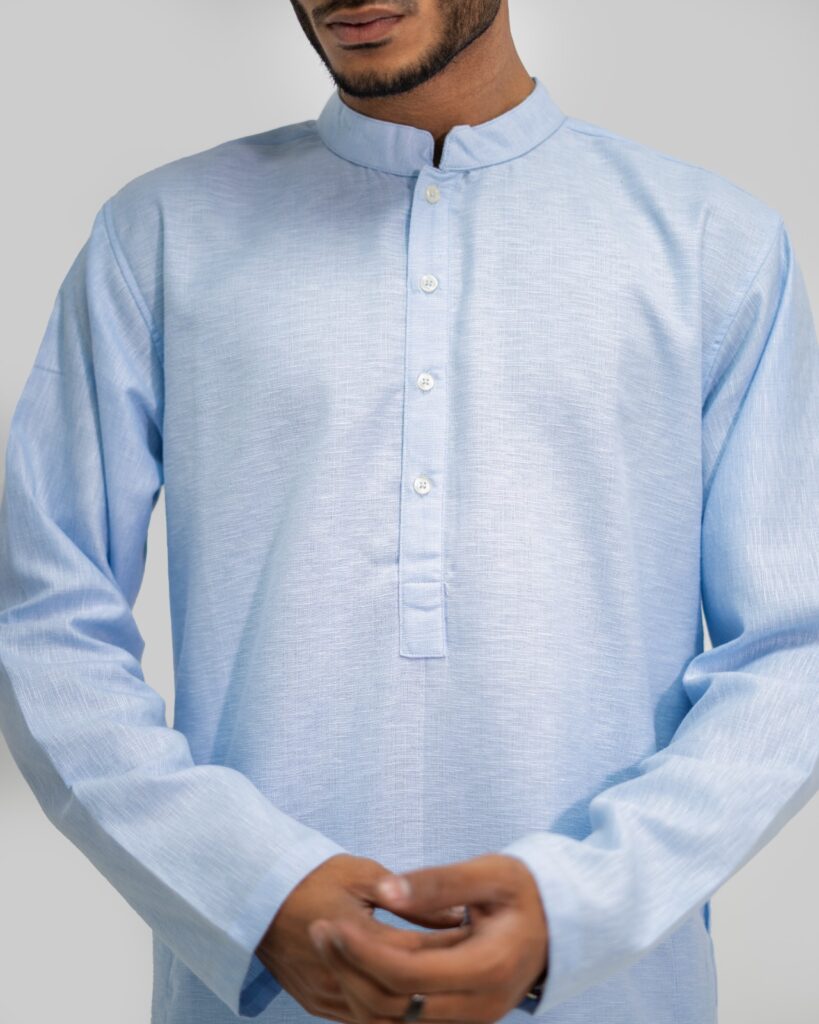 Sky Blue Solid Panjabi - Fashion at your Fingertips!
