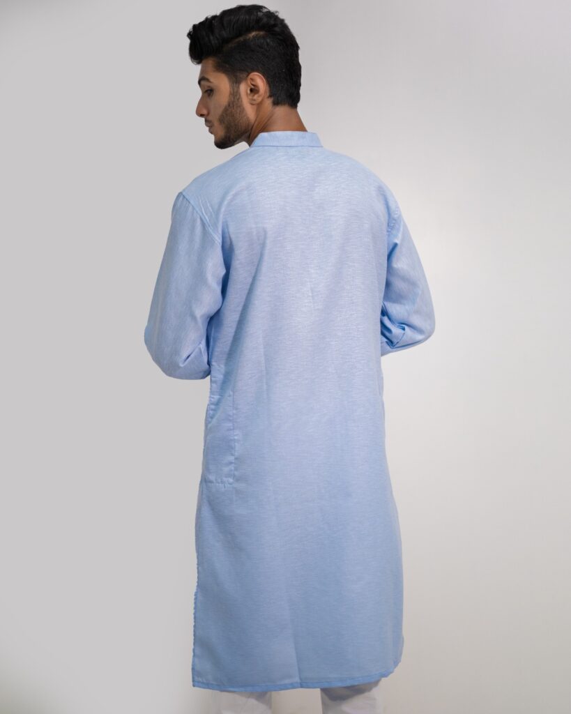 Sky Blue Solid Panjabi - Fashion at your Fingertips!