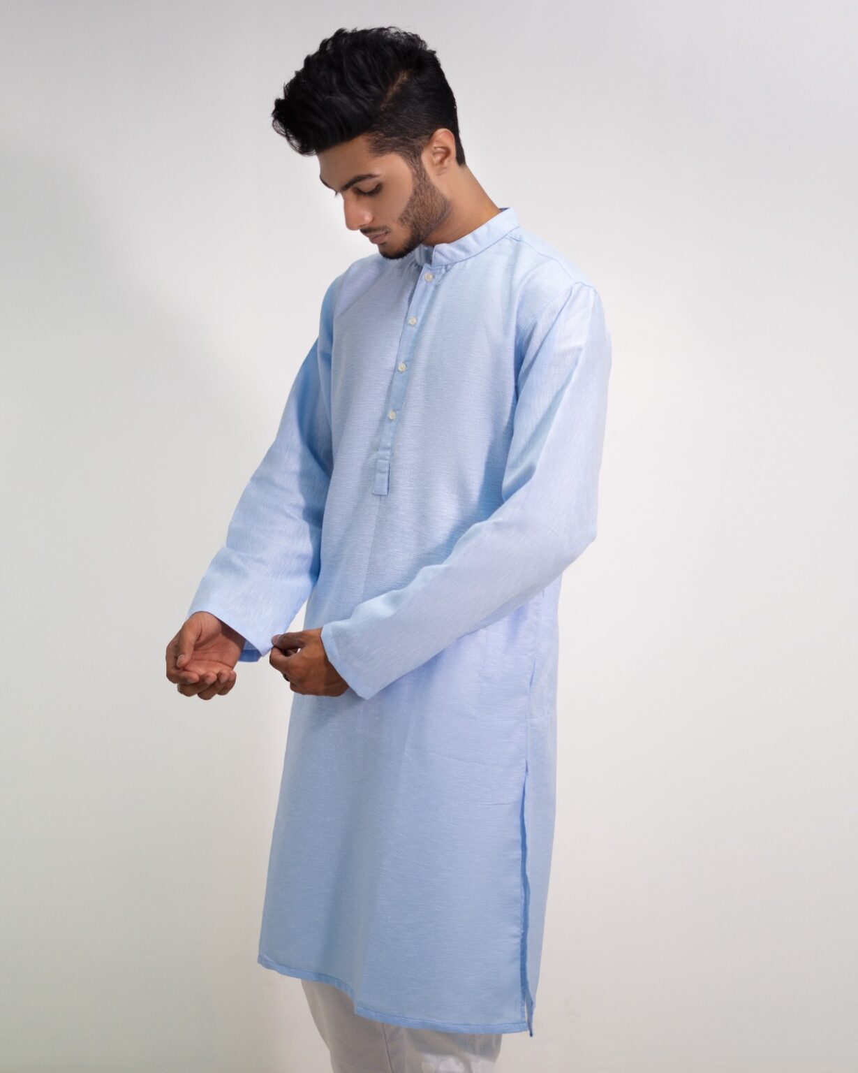 Sky Blue Solid Panjabi - Fashion at your Fingertips!