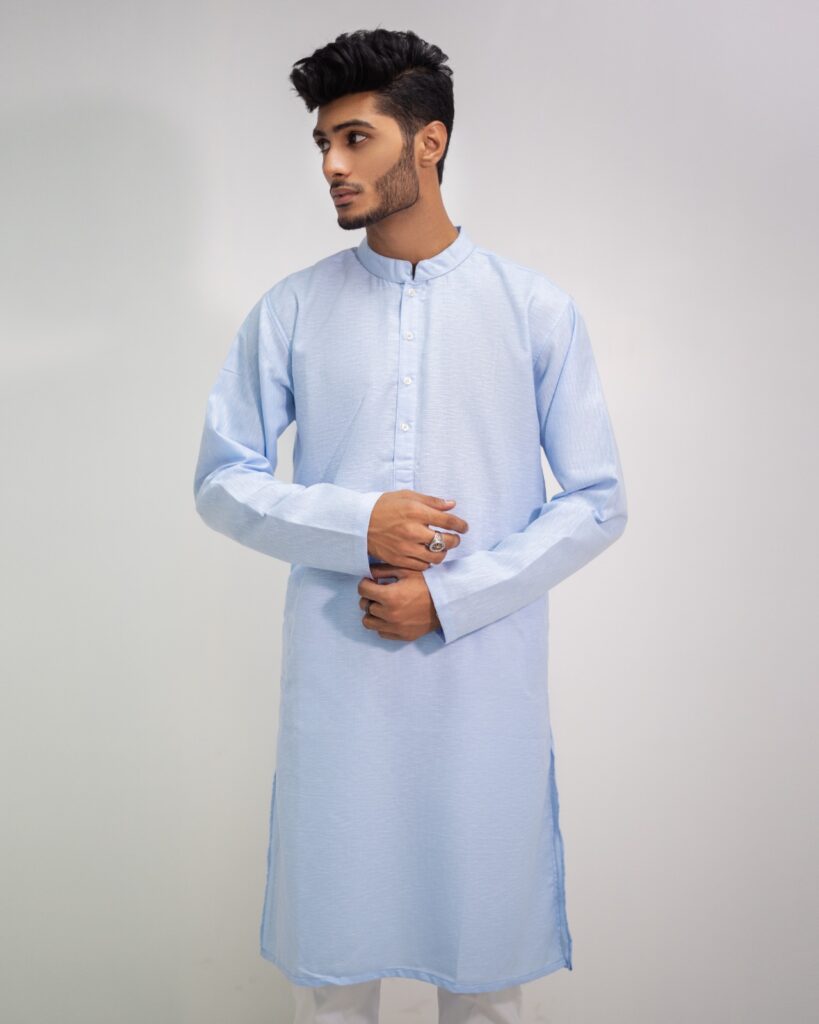 Sky Blue Solid Panjabi - Fashion at your Fingertips!
