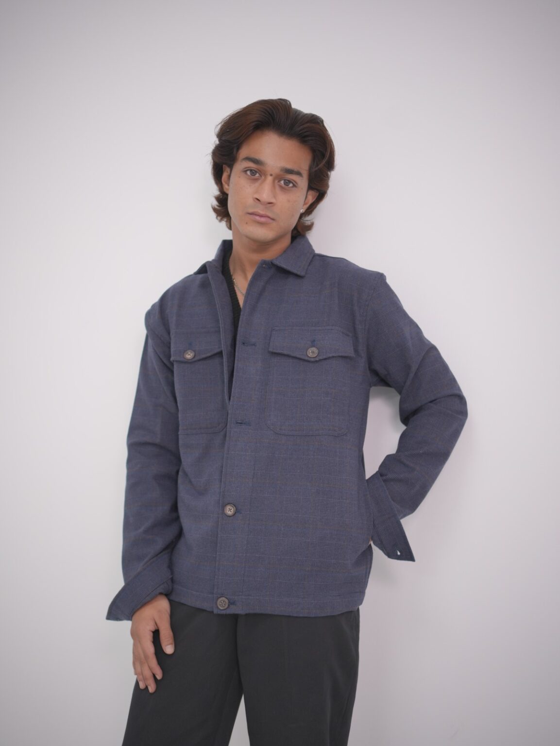 Men's Space Blue check Overshirt - Fashion at your Fingertips!