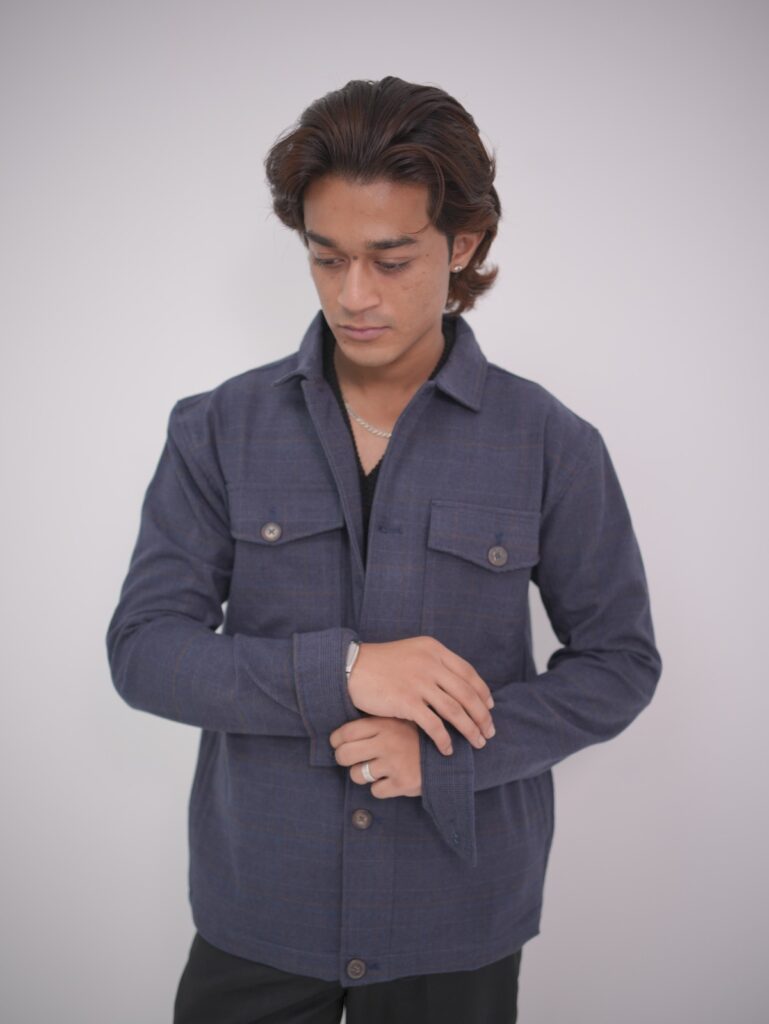 Men's Space Blue check Overshirt - Fashion at your Fingertips!